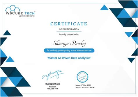Ai Dataanalytics Learning Certificate Wscubetech Upskilling Artificialintelligence