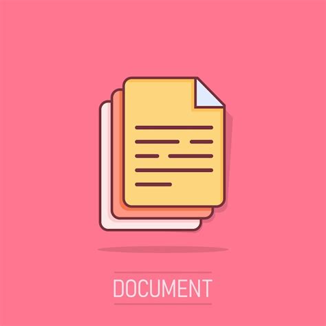 Vector Cartoon Document Icon In Comic Style Paper Sheet Sign