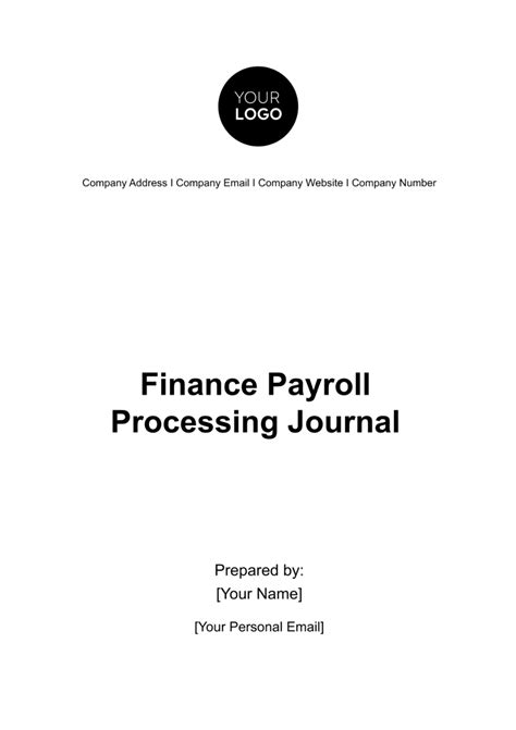 Free Finance Payroll Processing Journal Template To Edit Online