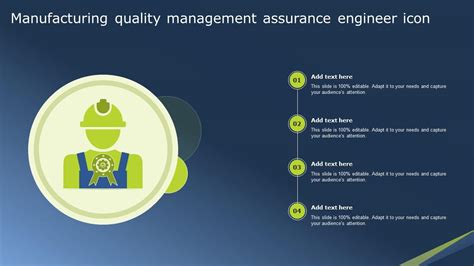 Manufacturing Quality Management Assurance Engineer Icon Ppt Slide