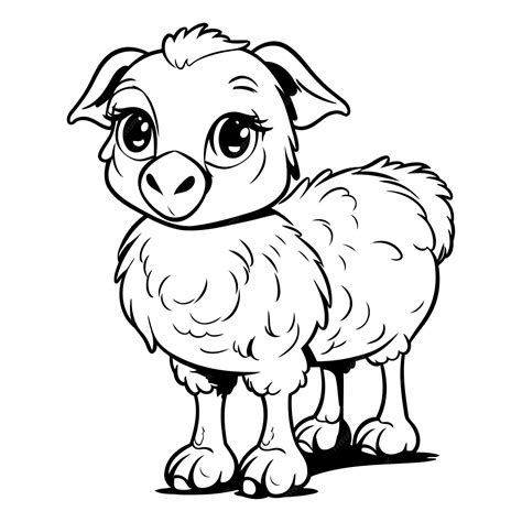Premium Vector Cute Cartoon Sheep Black And White Cartoon