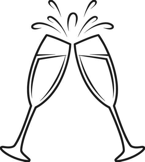 Clinking Champagne Glasses Line Art Illustration 55755657 Vector Art At