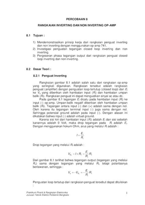 PDF Perc Rangkaian Inverting Dan Non Inverting Op Pdf DOKUMEN TIPS
