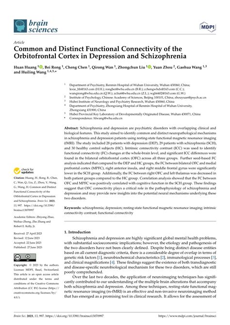 Pdf Common And Distinct Functional Connectivity Of The Orbitofrontal