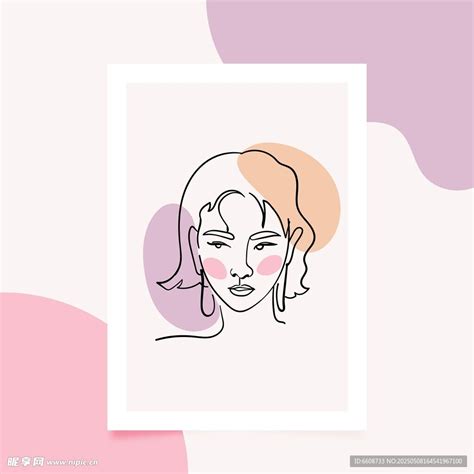 简约线条风女性头像插画设计图生活人物人物图库设计图库昵图网