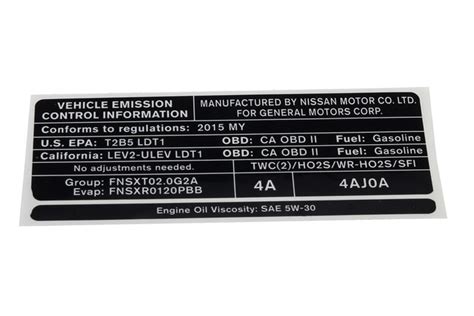 19317605 Gm Vehicle Emission Control Information Label Gm Parts Store