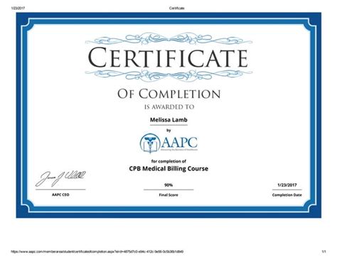 Billing Course Completion Pdf