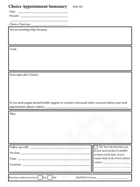 Fillable Online Choice Appointment Summary Nhi Id Fax Email Print