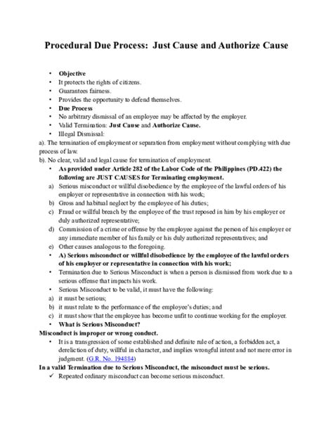 Pdf Procedural Due Process Just Cause And Authorize Cause