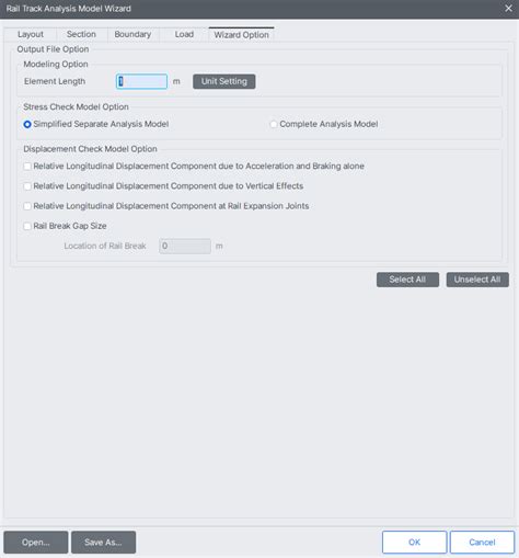 Rail Track Analysis Model Wizard Option Midas Support