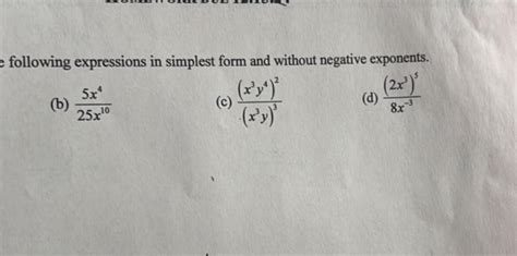 Write The Following Expressions In Simplest Studyx