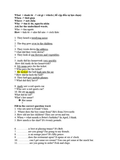 Forming Question Exercise Pdf