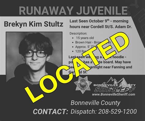 Located Runaway Juvenile Bonneville County Sheriff