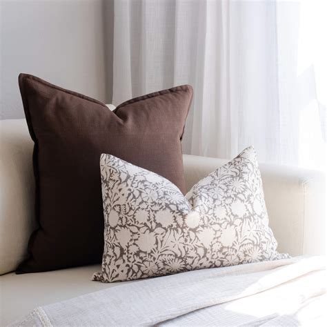 Flawed Dara Floral Block Printed Pillow Cover Grey Lumbar Apartment No 3