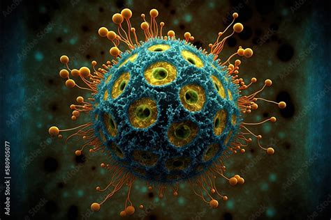 Medical Diagnosis Disseminated Coccidioidomycosis Close Up Illustration Of Fungal Infection