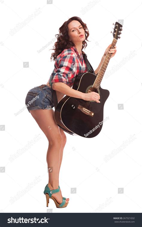 Sexy Lady Guitar Isolated On White Stock Photo Shutterstock