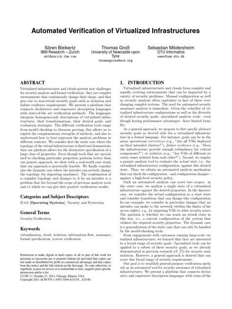Automated Verification Of Virtualized Infrastructures Pdf Formal