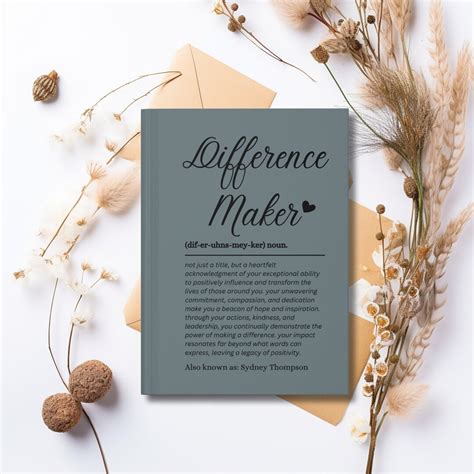 Difference Maker Journal Personalized Thank You Notebook For Coworker Boss Nurse Teacher Manager