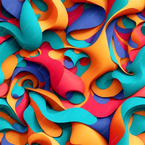 Premium Vector Seamless Pattern 3d Colorful Abstract Flower