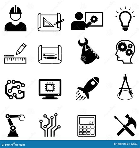 Engineering And Design Web Icons Stock Vector Illustration Of Project