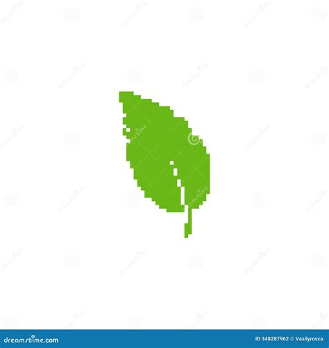 Pixelated Green Leaf Icon Simple Design Minimalist Pixel Art Leaf