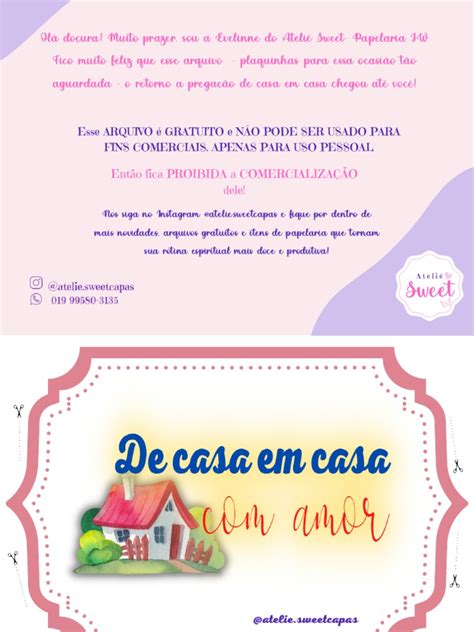 Plaquinhas Pregação De Casa Em Casa Pdf