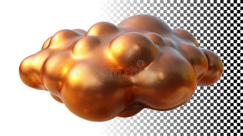 Golden Cloud Shape Metallic Decorative Element For Design Png