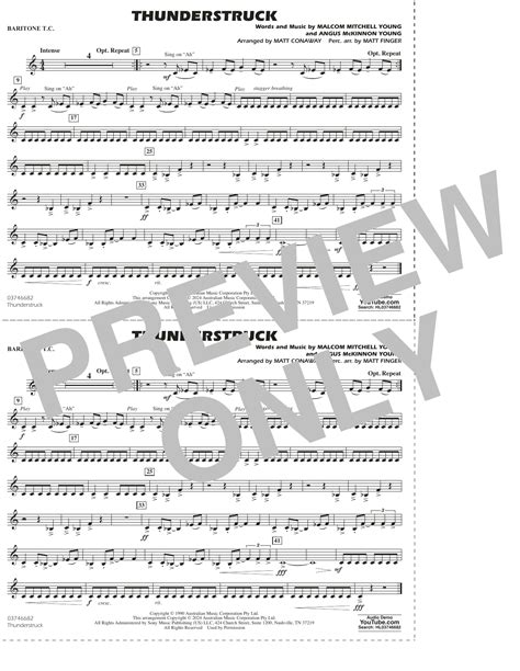 Thunderstruck Arr Matt Conaway Baritone Tc By Acdc Sheet Music