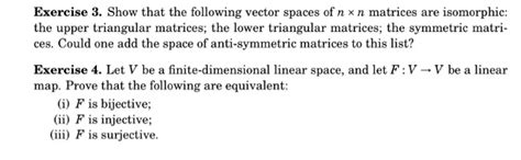 Solved Exercise 3 Show That The Following Vector Spaces Of