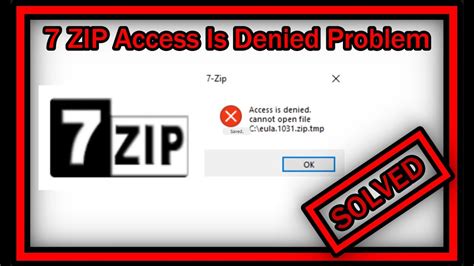 7 zip access is denied cannot open file zip tmp how to solve youtube