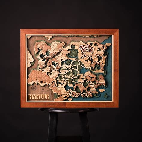 The Kingdom Of Hyrule 3d Wooden Map Hyrule Map 3d Wood Map Of The