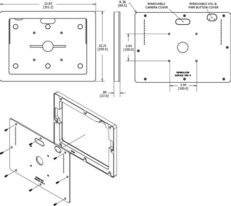 Vidamount Microsoft Surface Pro 9 10 And 11 White Enclosure W Fixed