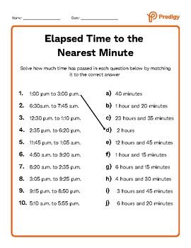 4th Grade Math Worksheet Elapsed Time To The Nearest Minute Tpt