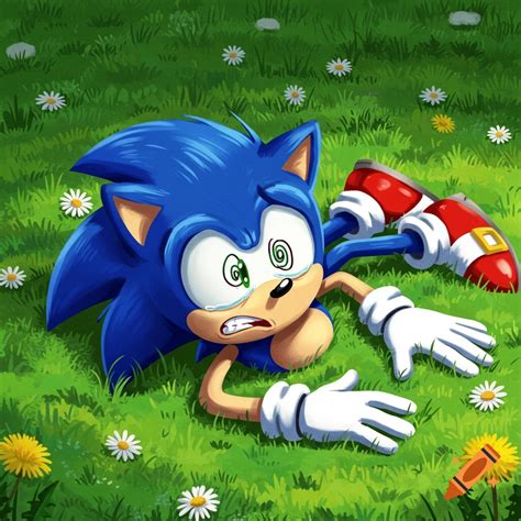 Sonic The Hedgehog Running With Speed Lines And Geometric Shapes In The