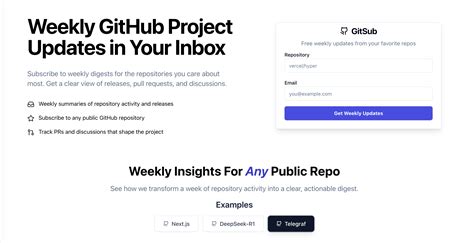 Gitsub Focused Github Repository Updates