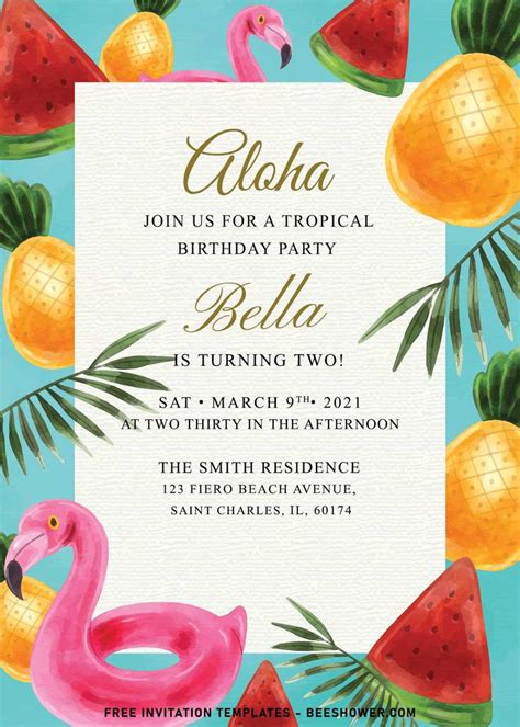 7 Fun Tropical Summer Birthday Invitation Templates