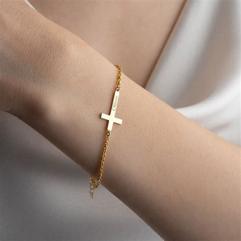 Gold Cross Bracelet Etsy