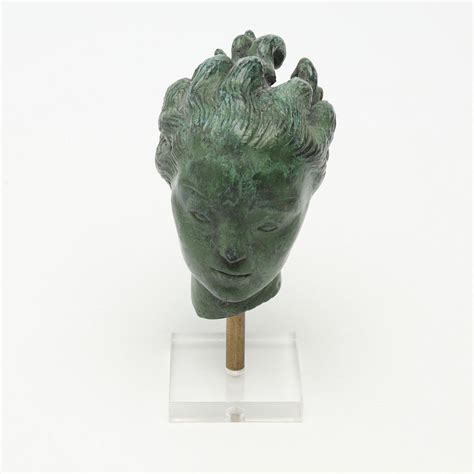 Carl Milles After Patinated Bronze Plexiglass Plinth Angel Head Stamped Millesgården Art