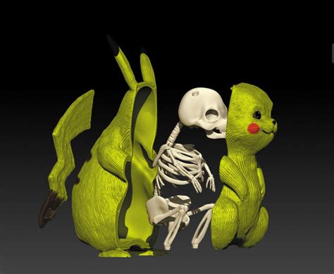 Stl File Pikachu Skeleton 💀 ・3d Print Design To Download・cults