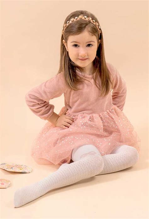 Aquilone Girls Elena Diamond And Heart Patterned Opaque Tights Italian