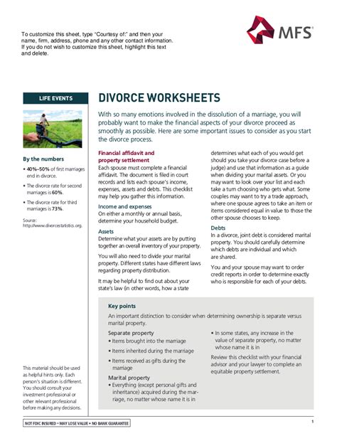 Divorce Worksheet
