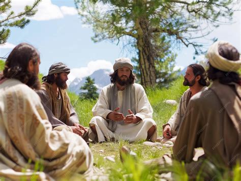 Jesus Teaching His Disciples To Pray Premium Ai Generated Image