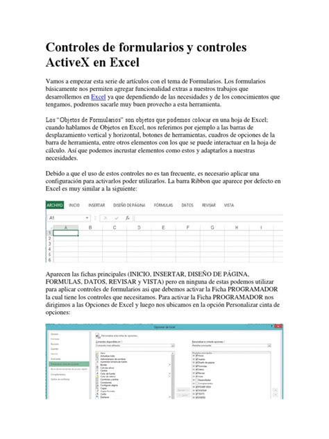 Controles De Formularios Y Controles Activex En Excel Pdf Microsoft