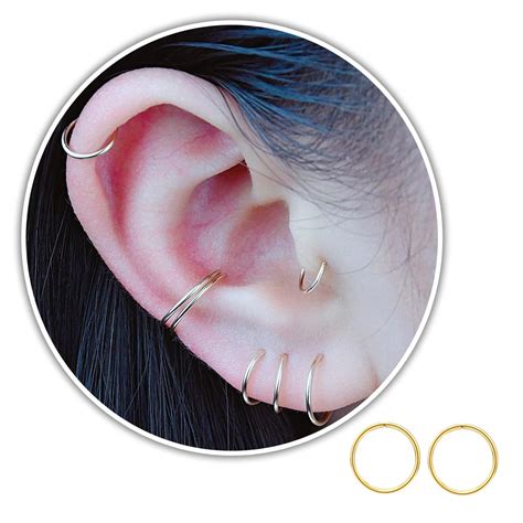 4mm Super Tiny Tragus Hoop Earrings 20g Gold Cartilage Earring Helix