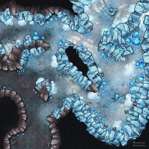 Ice Cave Battlemap With A Without Grid R Battlemaps