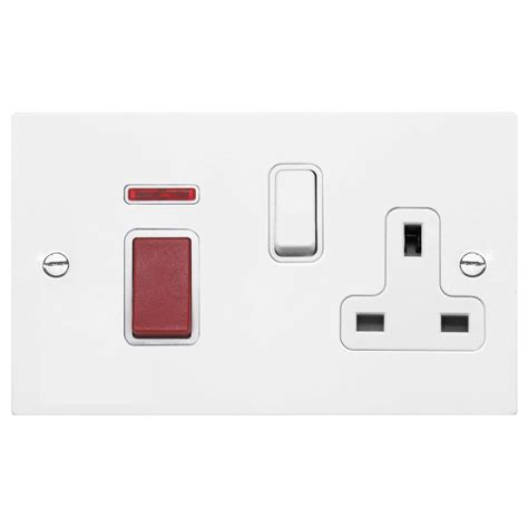 Cooker Switch 2 Gang Plate 45 Amp Cooker Switch Socket Outlet Satin