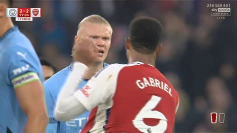 Erling Haaland Throws The Ball At Gabriels Head After John Stones