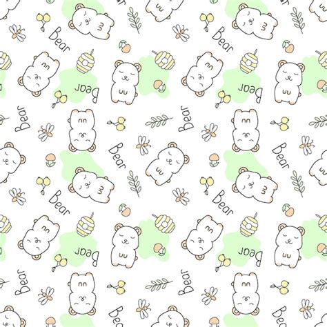 Premium Vector Vector Illustration Of Cute Bear Seamless Pattern