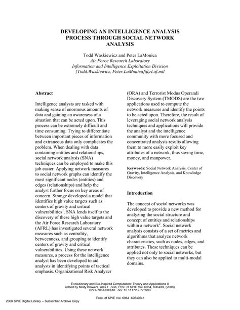 Pdf Developing An Intelligence Analysis Process Through Social