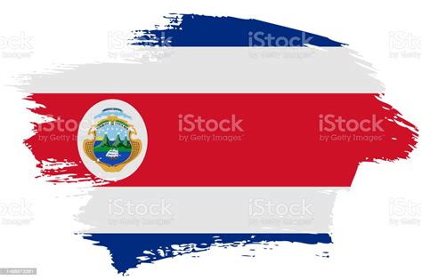 Costa Rica Brush Stroke Flag Vector Background Hand Drawn Grunge Style